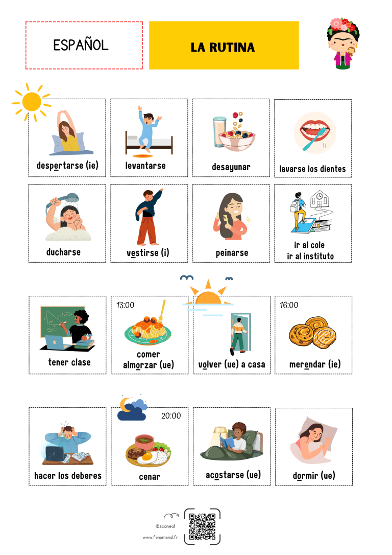 Vocabulario de la rutina – ¡Fenomenal!